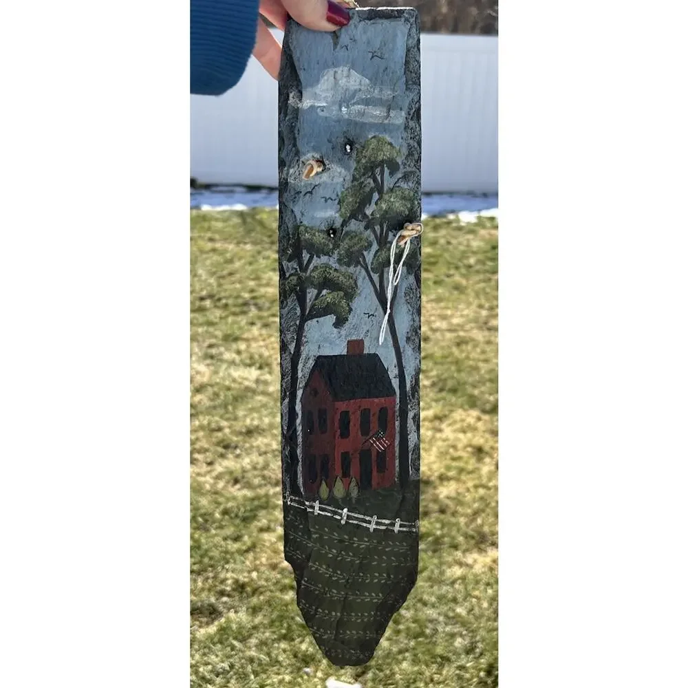 Evergreen | Accents | Hand Painted Slate Wall Decor School House Design ...